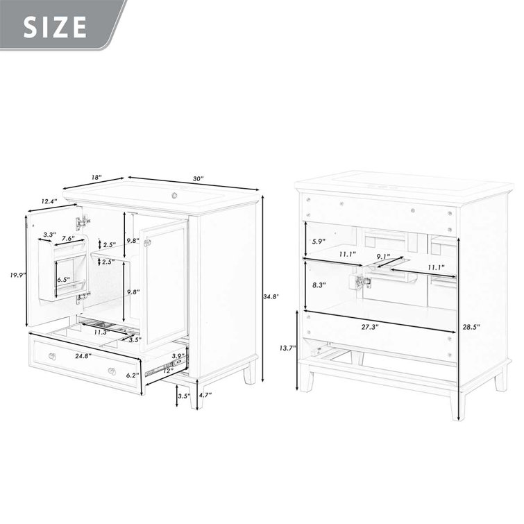 Winston Porter Omagene 30 Free Standing Single Bathroom Vanity With